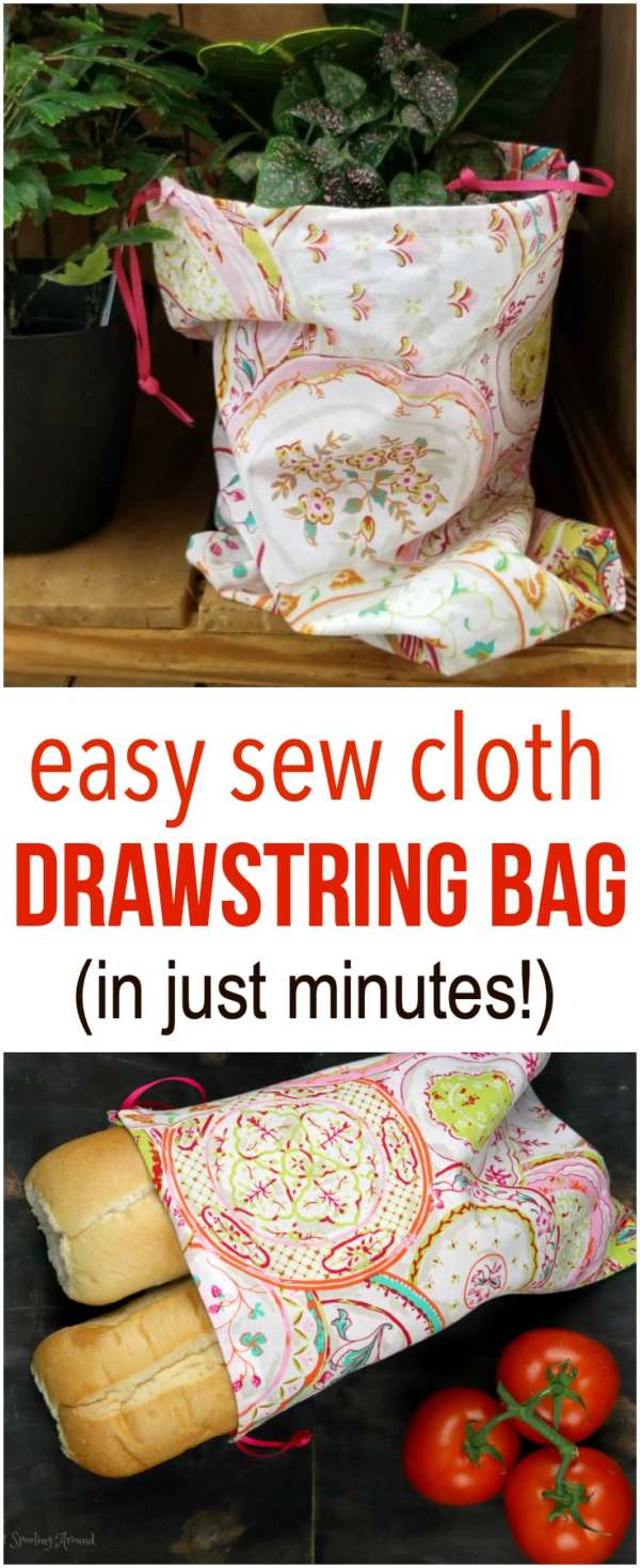 Easy Sew Cloth Drawstring Bag - Quit Spooling Around