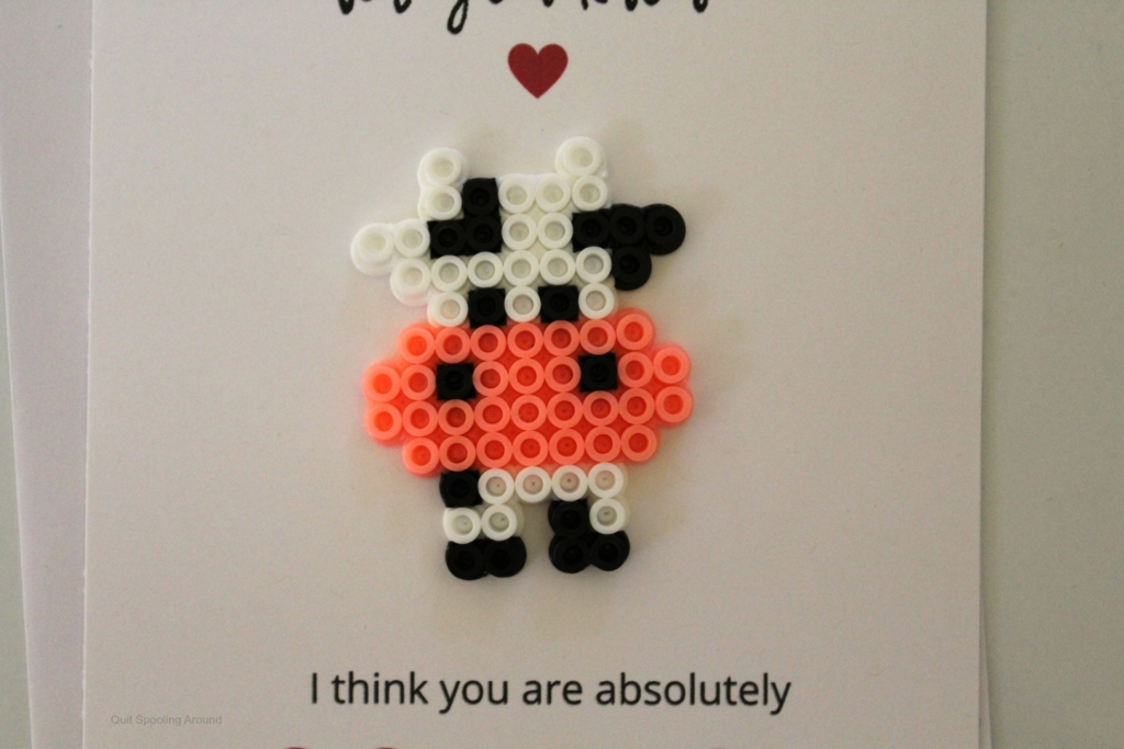 Cow Perler Bead Love Pun Card - Quit Spooling Around