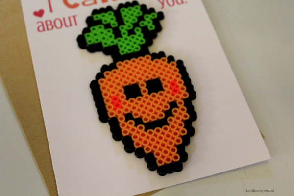 Carrot Perler Bead Pun Card - Quit Spooling Around