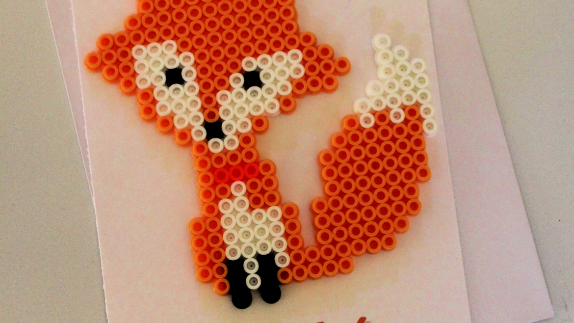 Fox Perler Bead Love Pun Card - Quit Spooling Around