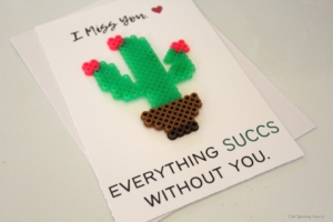 Succulent Perler Bead Pun Card - Quit Spooling Around