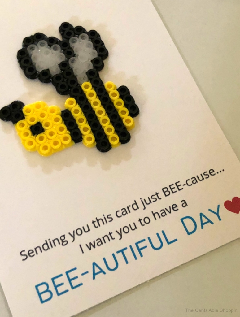 Bumble Bee Perler Bead Card - Quit Spooling Around