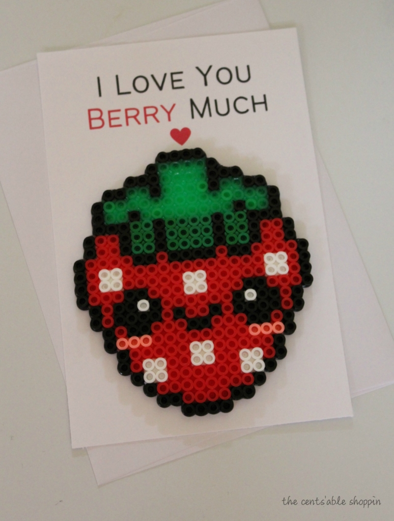 Strawberry Perler Bead Pun Card - Quit Spooling Around