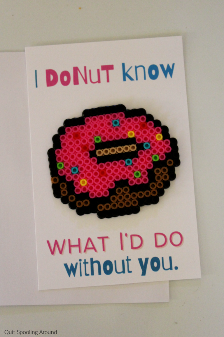 Donut Perler Bead Love Pun Card - Quit Spooling Around
