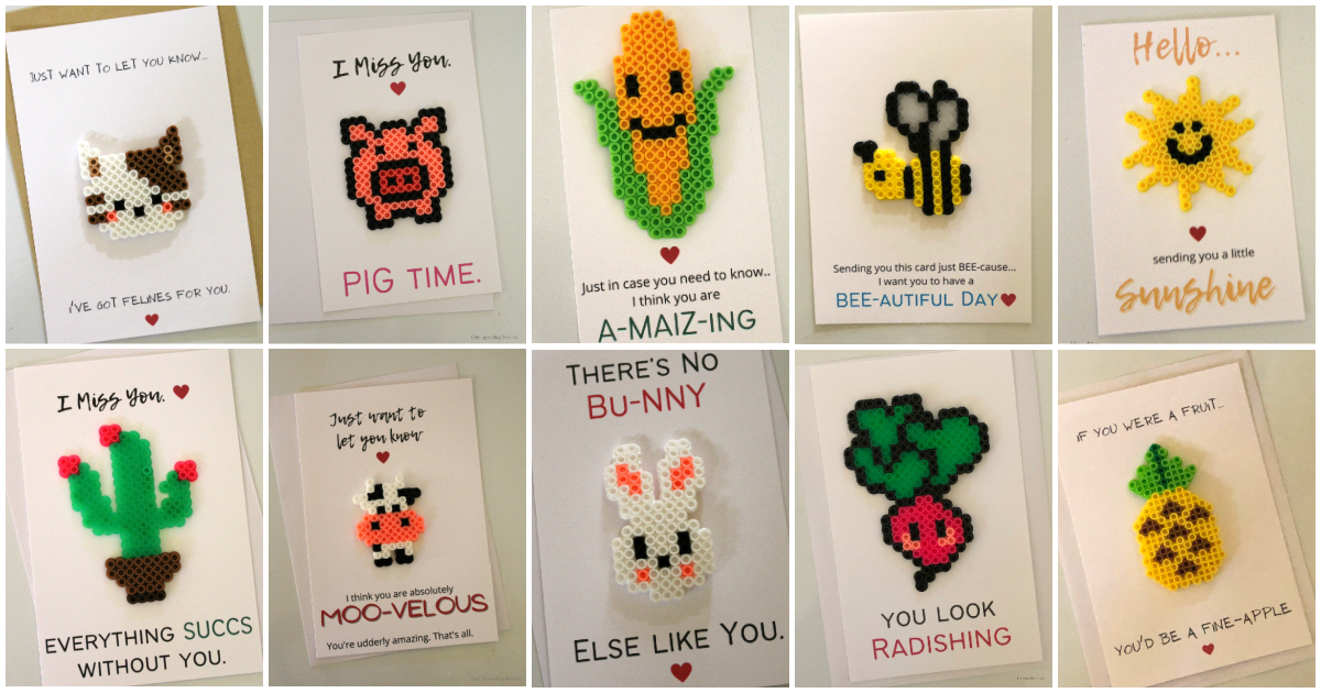 Perler Bead Love Pun Cards - Quit Spooling Around