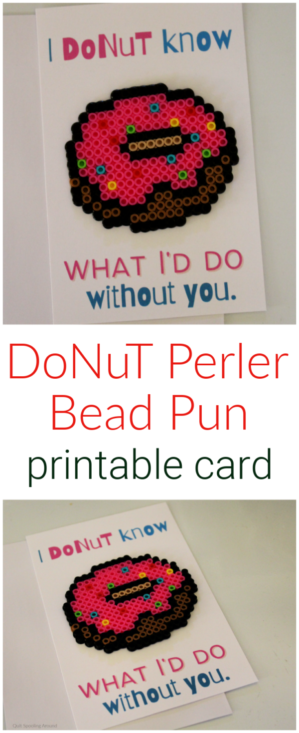 Donut Perler Bead Love Pun Card - Quit Spooling Around